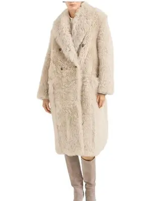 Brunello Cucinelli Double-breasted Shearling Coat - Nude