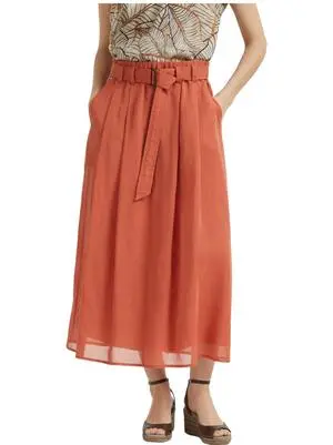 Brunello Cucinelli Belted Midi Skirt - Brown