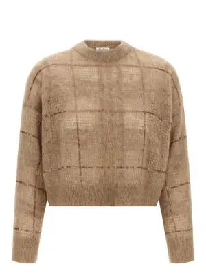 Brunello Cucinelli Sequined Checkered Pullover - Brown