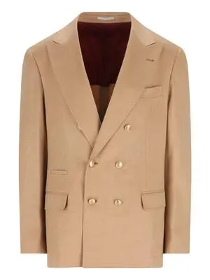Brunello Cucinelli Double-breasted Blazer - Tan