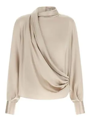 Brunello Cucinelli Brunello Cucinelli Asymmetrical Draped Blouse No
