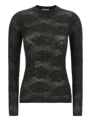 Brunello Cucinelli Flower Lace Sweater - Black