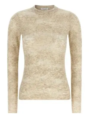 Brunello Cucinelli Flower Lace Crew Neck Sweater - No