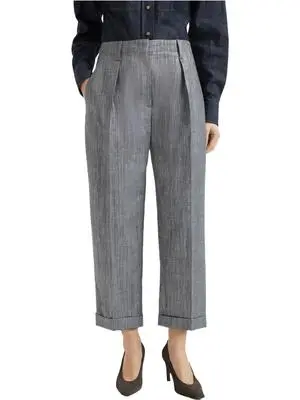Brunello Cucinelli Pleated Twill Trousers - Gray