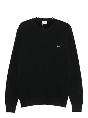 AUTRY Cotton Crew Neck Sweater With Embroidered Logo - Black