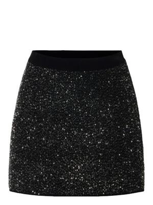 Elisabetta Franchi Sequin Embellished Knit Mini Skirt - Black/silver