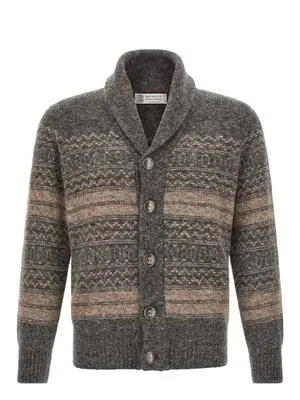 Brunello Cucinelli Nordic Jacquard Cardigan - Black