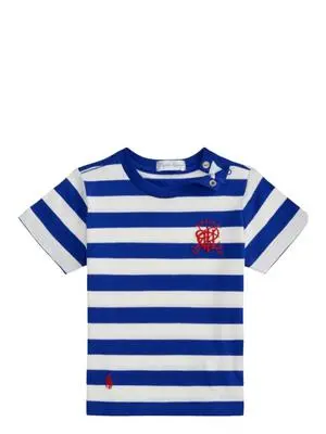 Polo Ralph Lauren Striped Cotton T-shirt With Logo - Blue