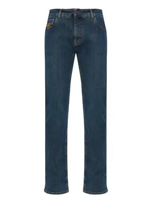Etro Pegaso Embroidered Tapered Jeans - Blue