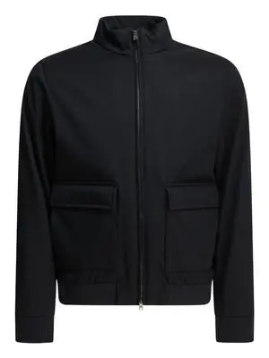 Herno 3 Layers Wool Storm Bomber Jacket - Blue