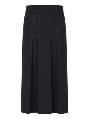 SEMICOUTURE Belted Skirt With Contrast Stitching - Blue