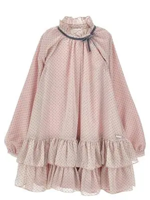 Monnalisa Polka Dot Ruffled Dress - No