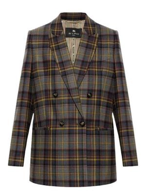 ETRO Etro Double-Breasted Check Stretch Wool Jacket