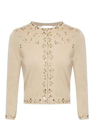 Isabel Marant Étoile Crew Neck Embellished Cardigan - Beige