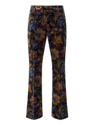 Etro Cotton Velvet Floral Print Trousers - Multiple Colors