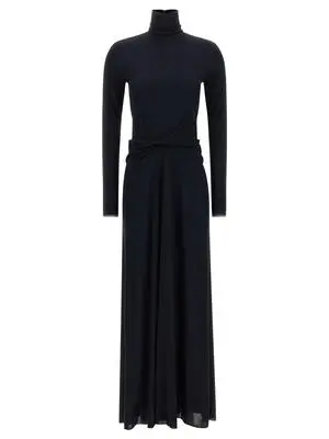 Fabiana Filippi Long Sleeve High Neck Maxi Dress - Blue