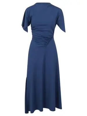 Victoria Beckham Ruched Short-sleeve Midi Dress - Blue