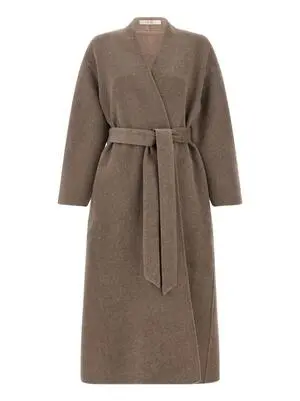 Co Long-sleeved Belted Coat - Brown