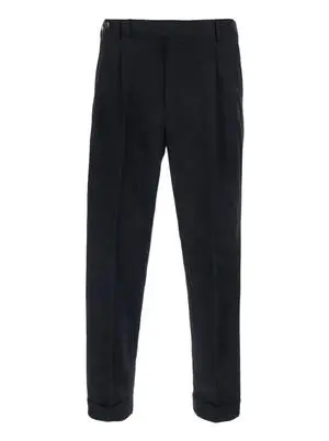 PT TORINO Tailored Carrot Fit Pleated Trousers - Black