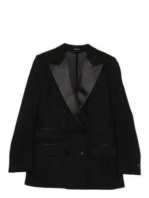TOM FORD Double-breasted Blazer With Satin Peak Lapels - Black