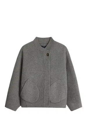Soeur Short Wool Jacket With Asymmetrical Neckline - Grey