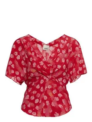 Isabel Marant Étoile Short-sleeved V-neck Printed Top - Red