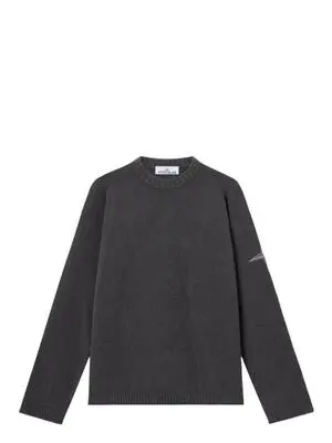Stone Island Loose-fit Crewneck Jumper With Needle-punched Star - Black
