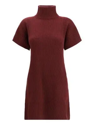 BRUNELLO CUCINELLI Brunello Cucinelli Ribbed Virgin Wool & Cashmere Blend Turtleneck Mini Dress