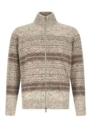 Brunello Cucinelli Jacquard Knit Zip-up Cardigan - No