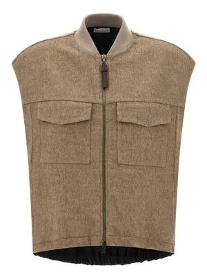 Brunello Cucinelli Zip-up Cap Sleeve Gilet - No