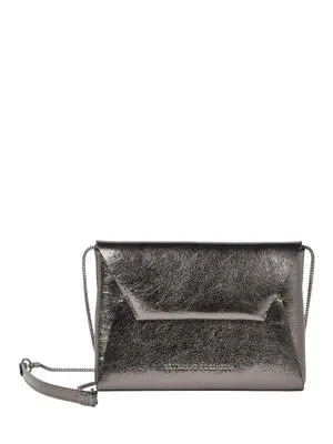 Brunello Cucinelli Metallic Flap Clutch Bag - Silver