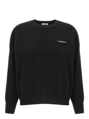 Brunello Cucinelli Monile Detailed Cropped Sweater - Black