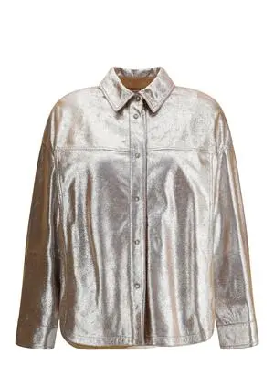 BRUNELLO CUCINELLI Brunello Cucinelli Long-Sleeve Leather Shirt With Monili Decoration