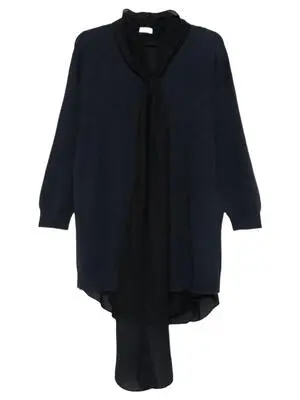 Brunello Cucinelli Ribbed Tie-neck Dress - Black