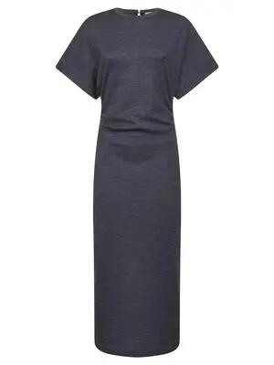 Brunello Cucinelli Crewneck Maxi Dress With Slit Detail - Black