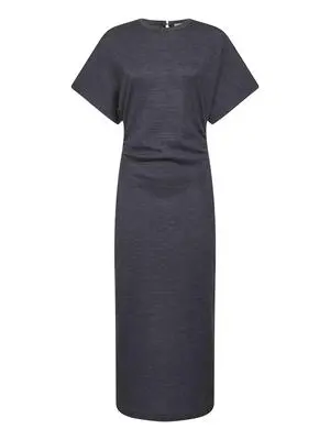 Brunello Cucinelli Crewneck Maxi Dress With Slit Detail - Black