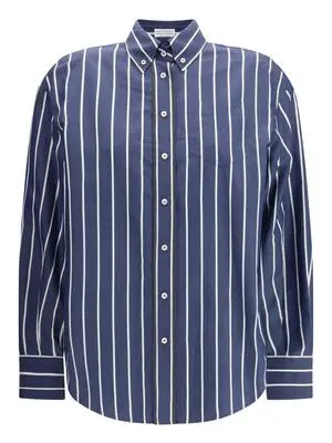 Brunello Cucinelli Striped Button-up Shirt - Blue
