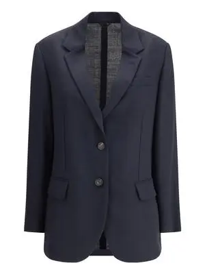 Brunello Cucinelli Two-button Belted Jacket - Black