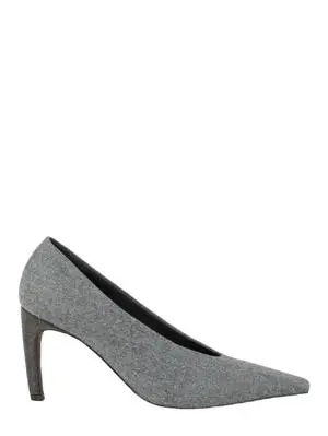 Brunello Cucinelli 85mm Flannel Pumps - Gray