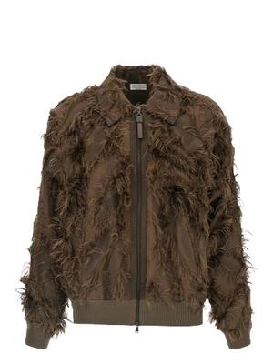 Brunello Cucinelli Monili Embroidered Zip-up Jacket - Brown