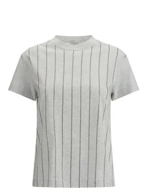 Brunello Cucinelli Striped Crewneck Short-sleeve T-shirt - Gray