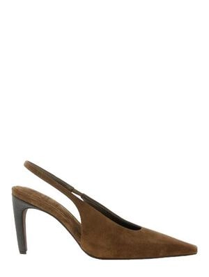 Brunello Cucinelli Square Toe Slingback Pumps - Brown