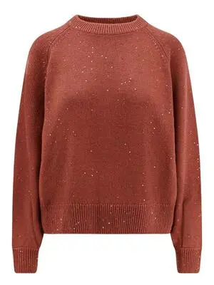 Brunello Cucinelli Sequin Embellished Knitted Jumper - Brown