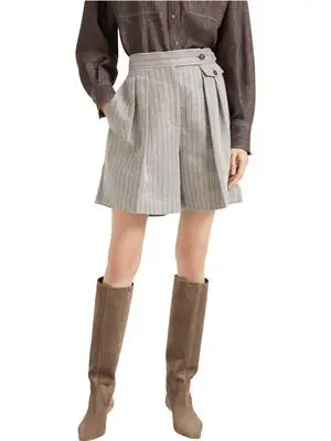 Brunello Cucinelli Striped Pleated Shorts - Grey