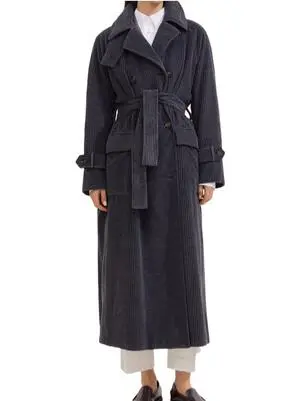 Brunello Cucinelli Corduroy Double Breasted Coat - Black