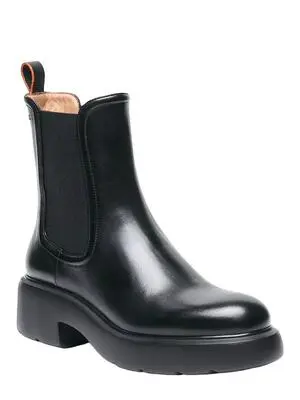 Santoni Leather Easy Chelsea Ankle Boots - Black