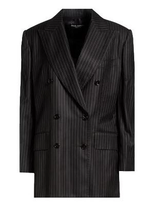 Dolce & Gabbana Wool And Silk Pinstriped Double-breasted Blazer - Black