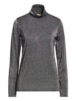 Momoni Metallic Knit Turtleneck Top - Grey