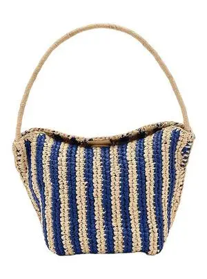 MADEWELL Handwoven Raffia Shoulder Bag With Striped Pattern