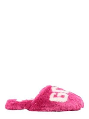 Gcds Textile Slippers With Plush Fabric And Logo - Fuchsia